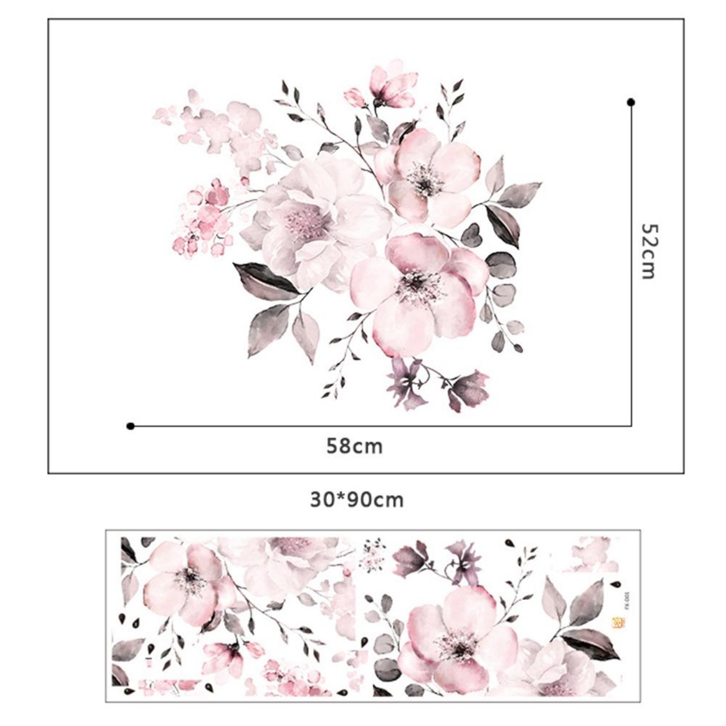 Sticker Autocolant cu Flori Decorative, Roz, 90 x 30 cm, MaffStuff ...