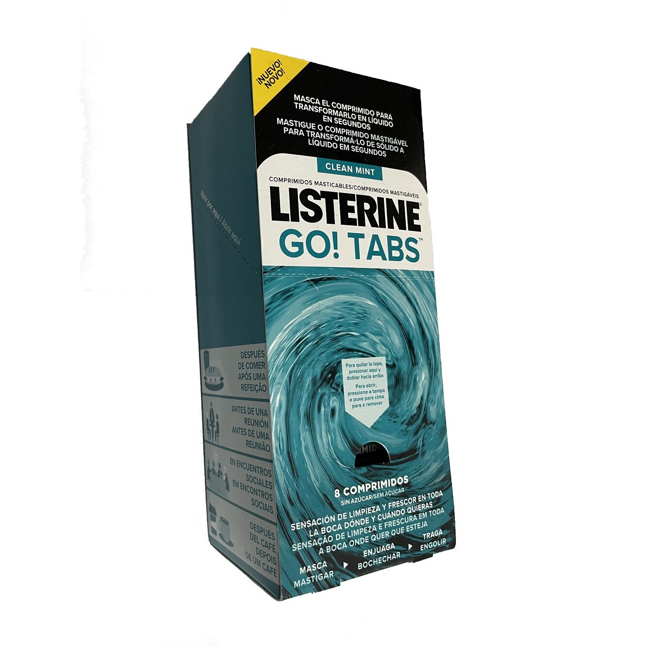 Set tablete masticabile fara zahar Listerine Go! Tabs Clean Mint, 6 x 8 ...
