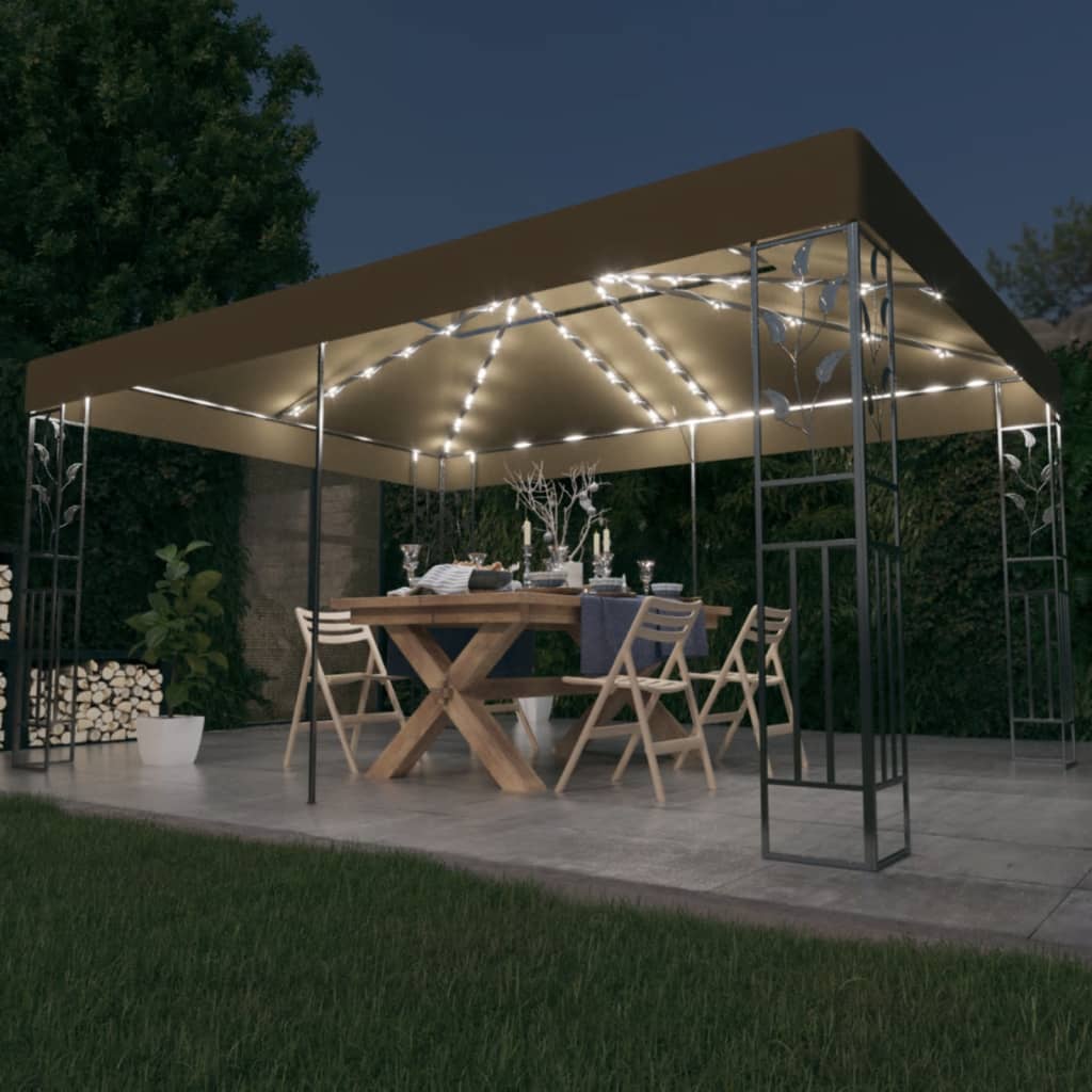 Pavilion cu acoperis dublu & lumini LED, gri taupe, 3x4m, Elegant ...