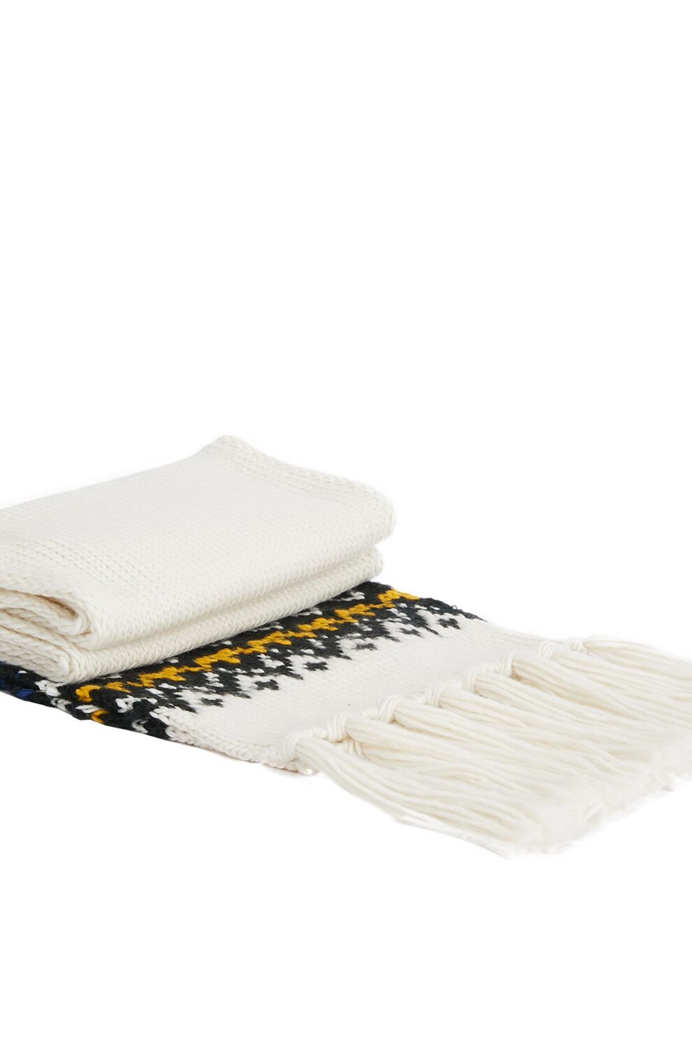 PARFOIS, Fular cu canafi, Alb/Negru/Galben - eMAG.ro