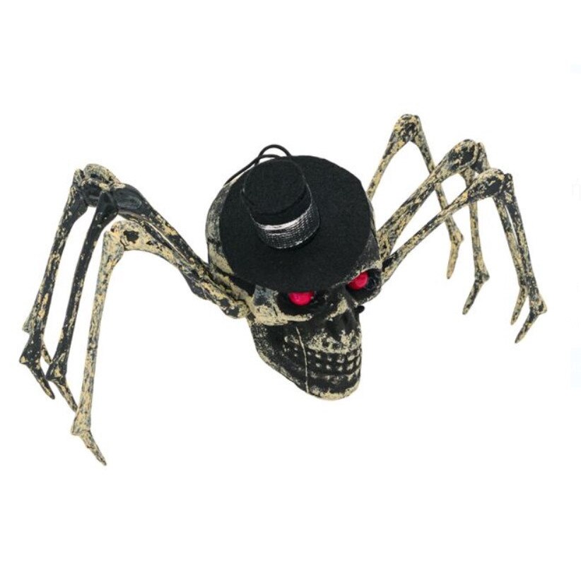 Decoratiune Halloween in forma de paianjen - craniu cu palarie si ochi ...