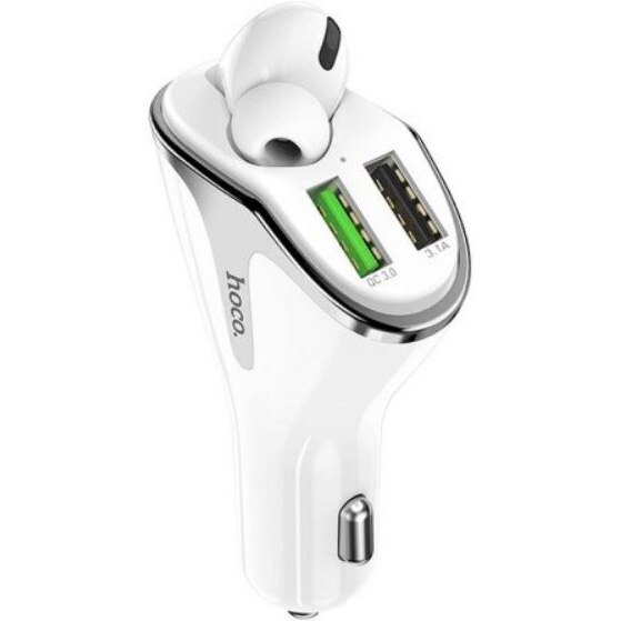 Casca Bluetooth HOCO E47, Cu Suport Incarcare Auto (2x USB, QC3), Alb ...