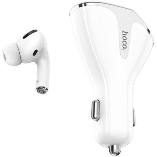 Casca Bluetooth HOCO E47, Cu Suport Incarcare Auto (2x USB, QC3), Alb ...