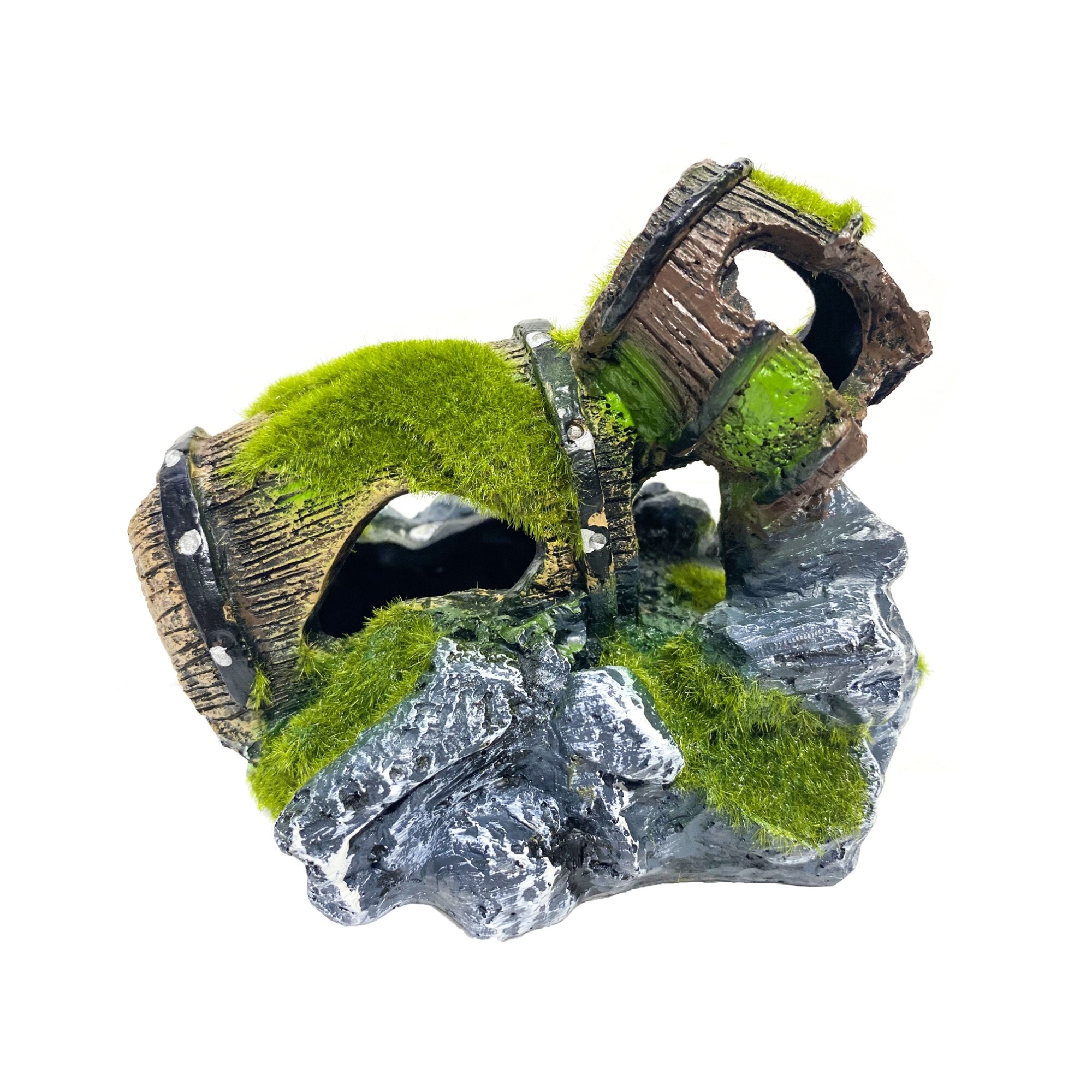 Decor acvariu doua butoaie pentru acvarii cu moss - eMAG.ro