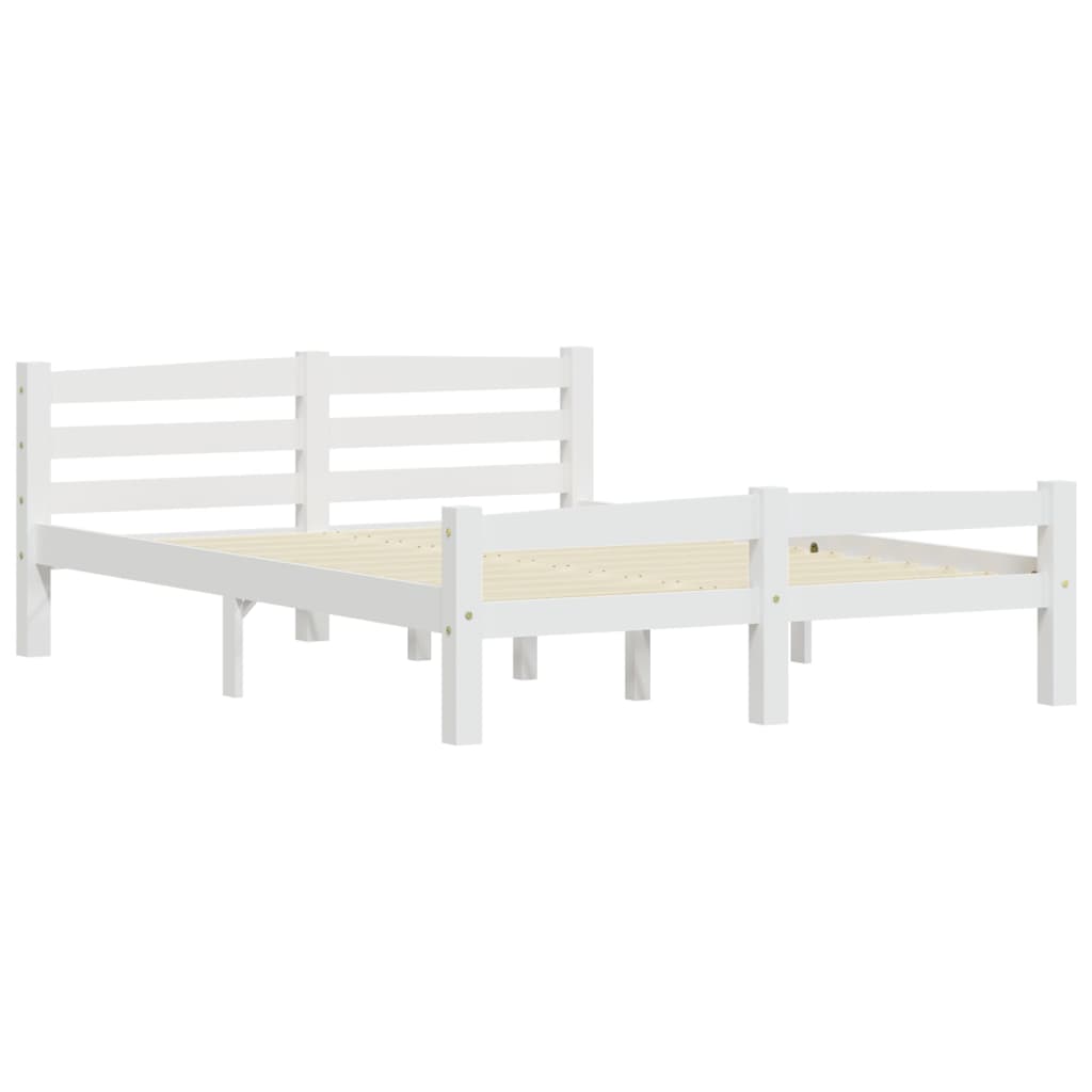 Cadru de pat vidaXL, alb, 120x200 cm, lemn masiv de pin, 18.84 kg ...