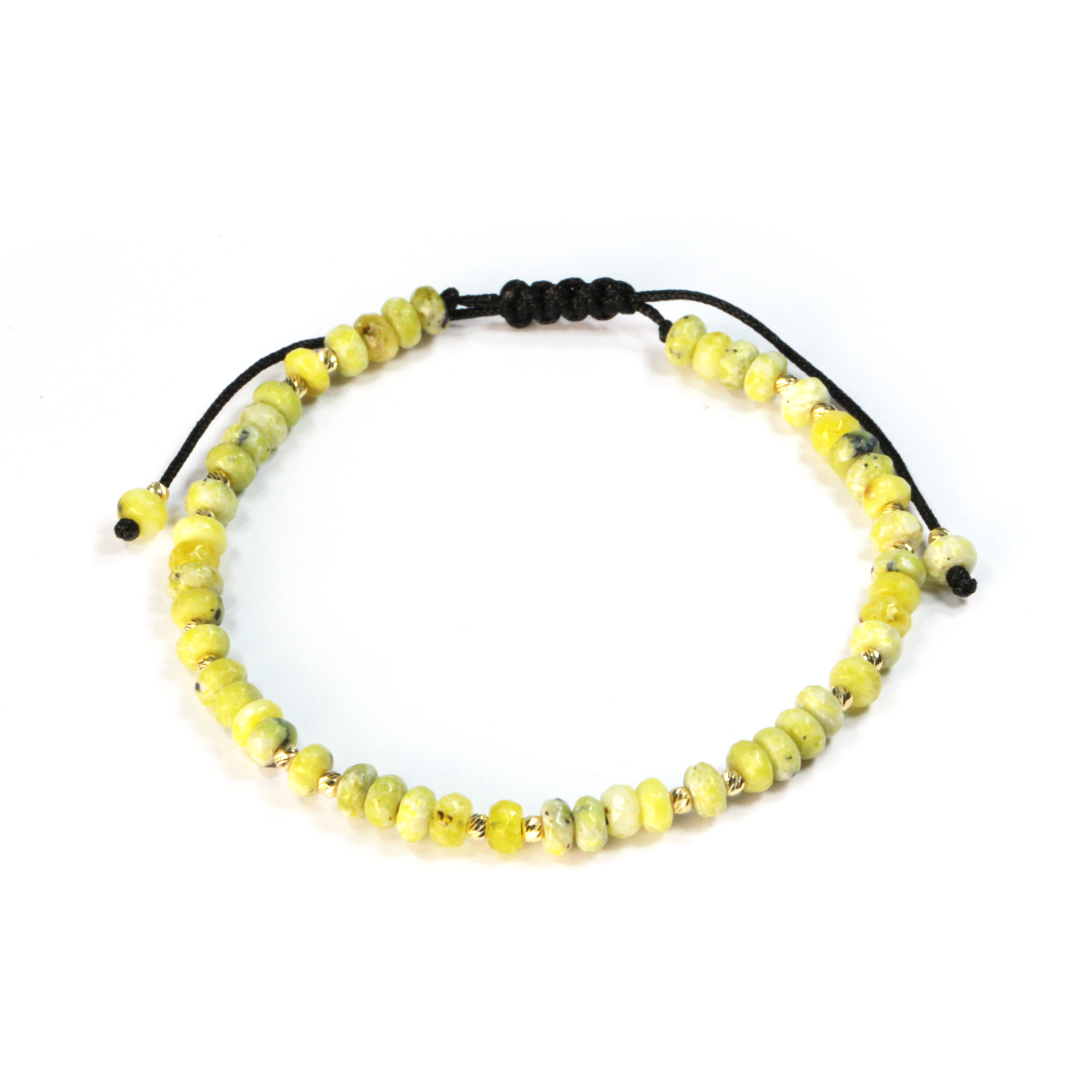 Bratara din aur galben de 14K si cuart galben, Beejou, Snur reglabil ...