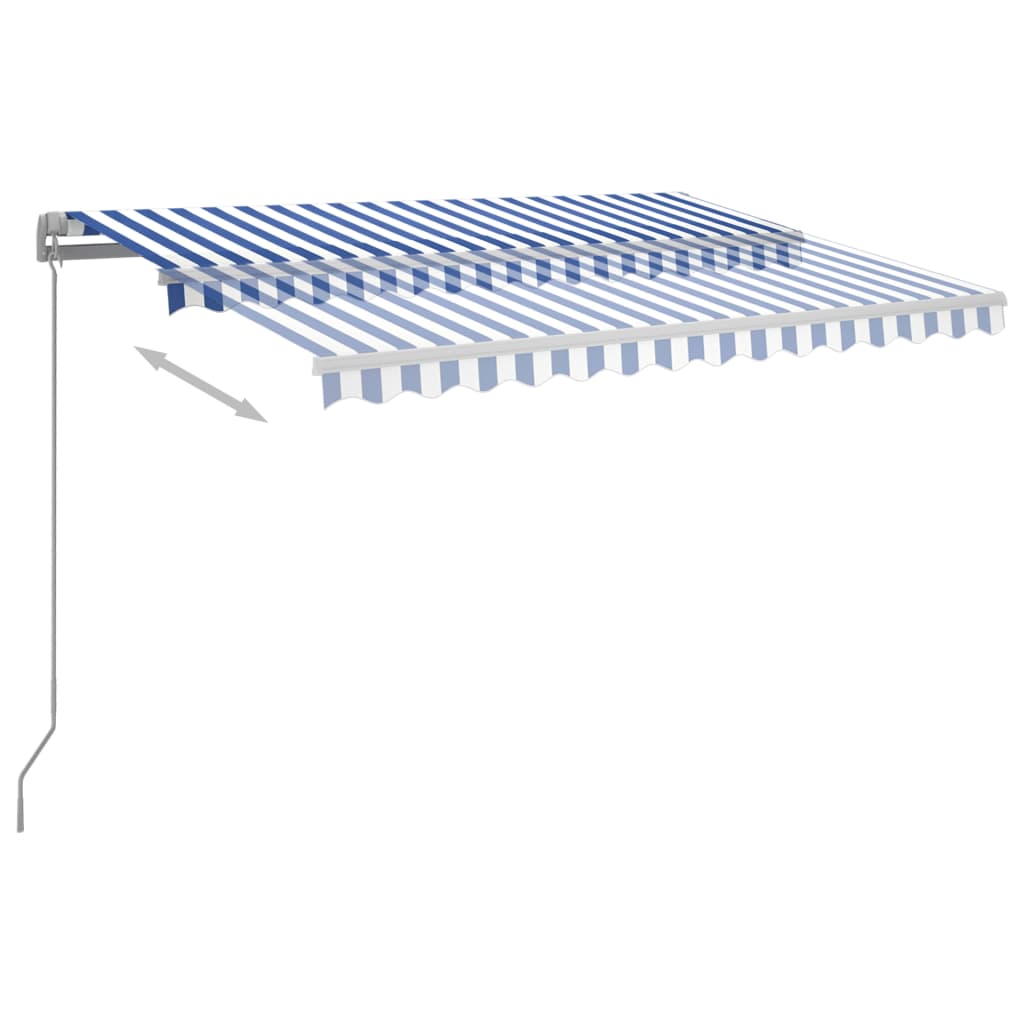 Copertina retractabila automat cu stalpi vidaXL, albastru/alb, 3x2,5 m ...