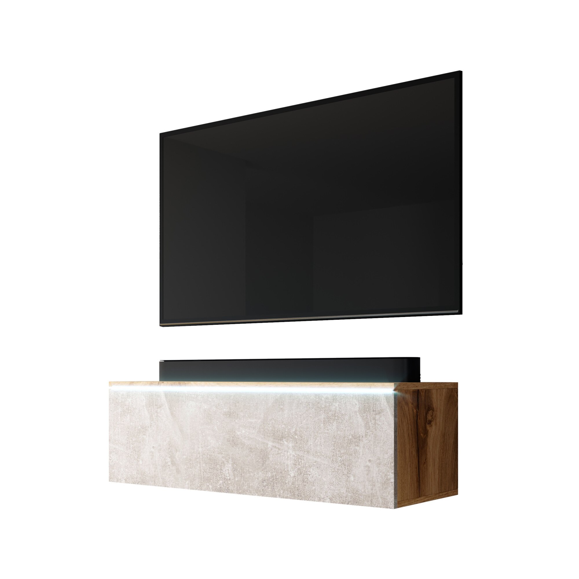 Comoda TV cu LED Furnix, Lemn, 100x34x32, Gri - eMAG.ro