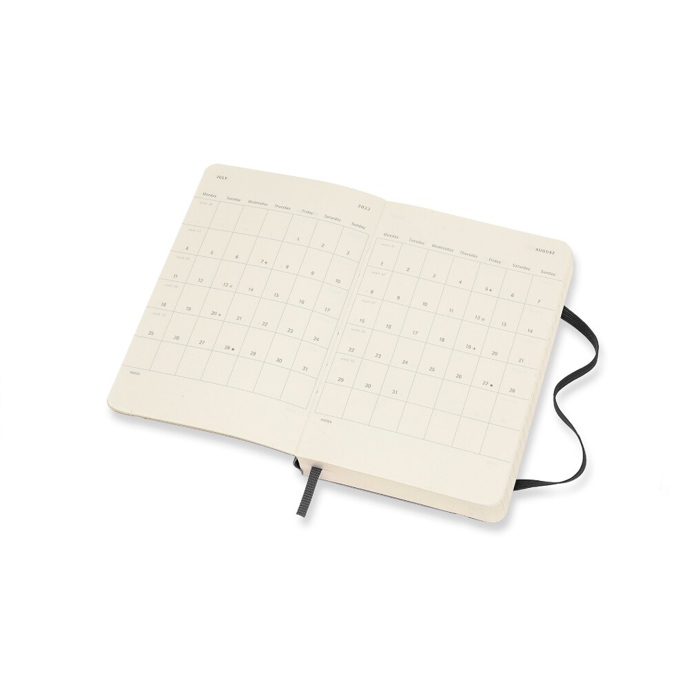 Calendar englezesc Moleskine, 12 Luni, 2022, 9x14 cm, Negru - eMAG.ro