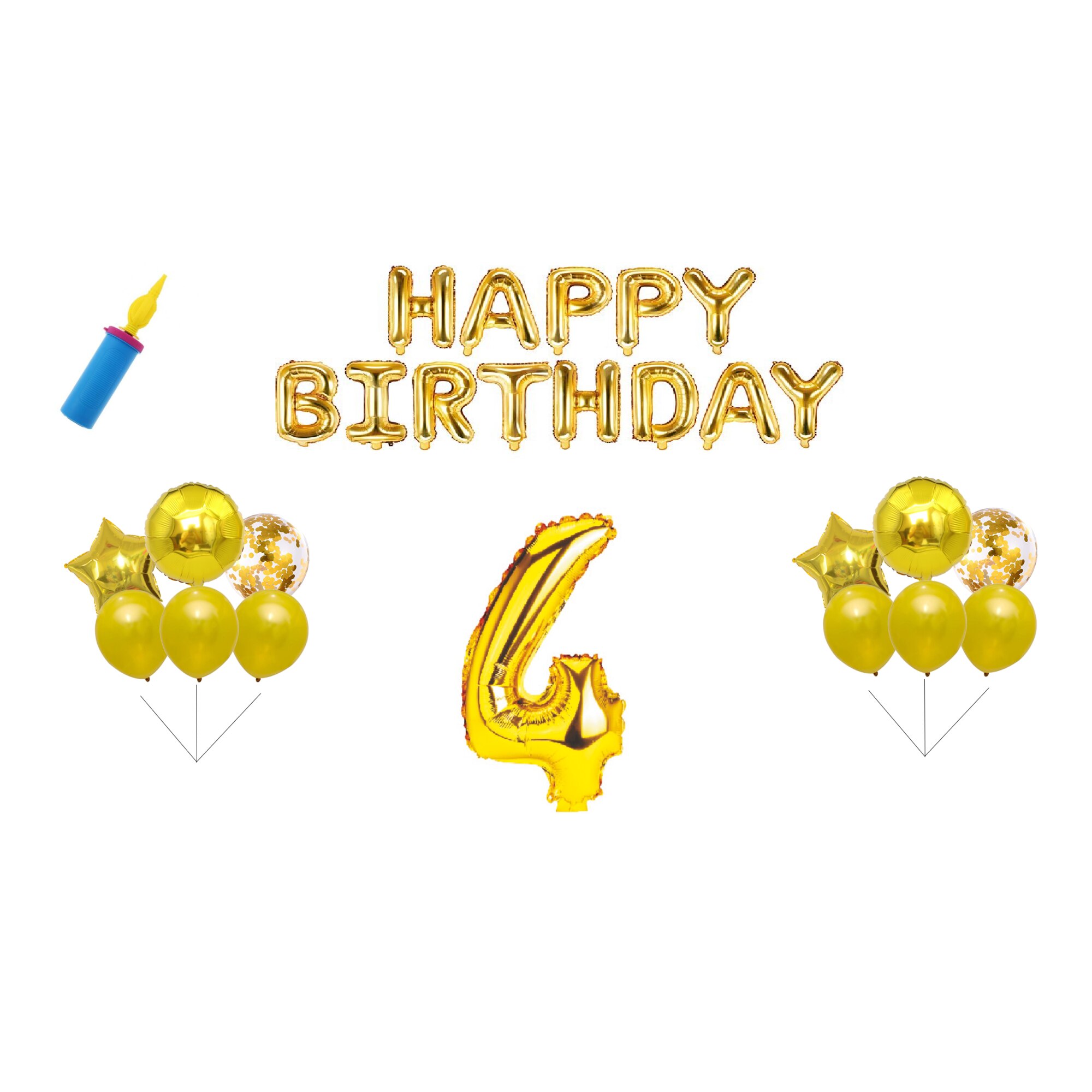 Комплект балони за рожден ден 4 години Честит рожден ден злато топер за торта 30 бр Emag Bg