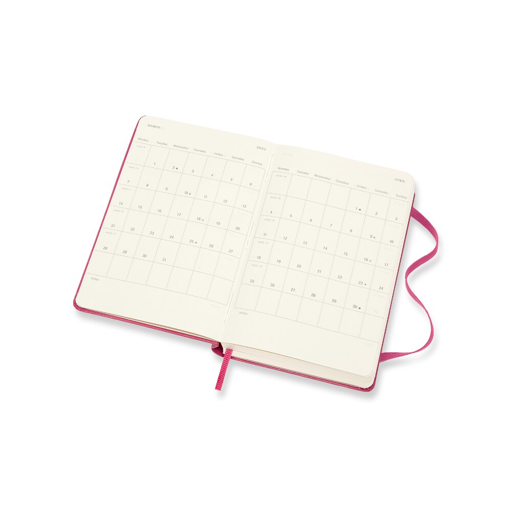 Calendar englezesc Moleskine, 12 Luni, 2022, 9x14 cm, Roz - eMAG.ro