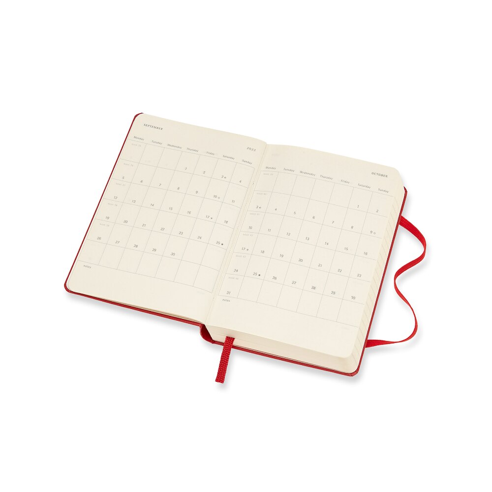 Calendar englezesc Moleskine, 12 Luni, 2022, 9x14 cm, Rosu - eMAG.ro
