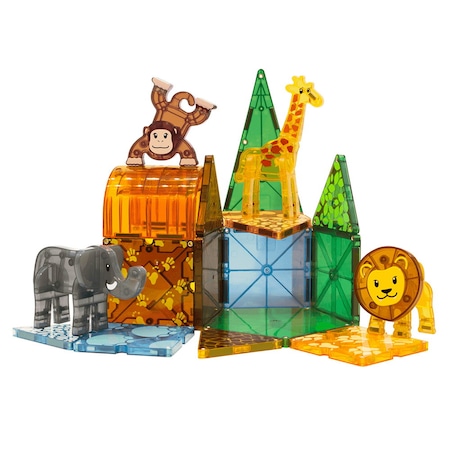 Set de constructie magnetic, Magna-Tiles - Safari Animals, 25 piese ...