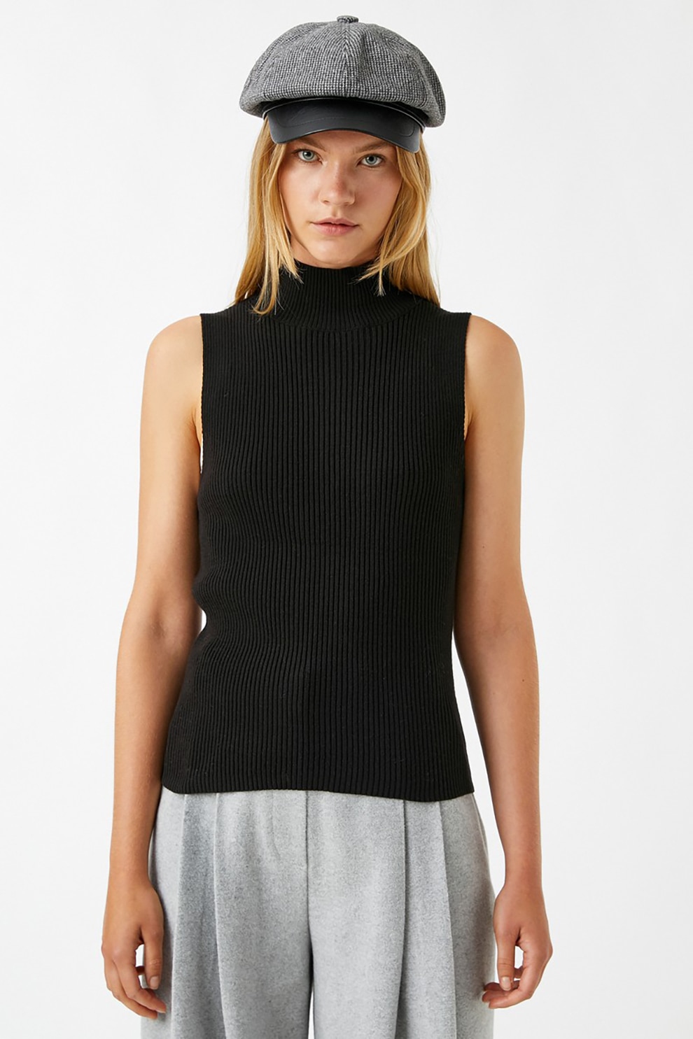 KOTON, Pulover cu guler inalt si model torsade, Negru, S - eMAG.ro