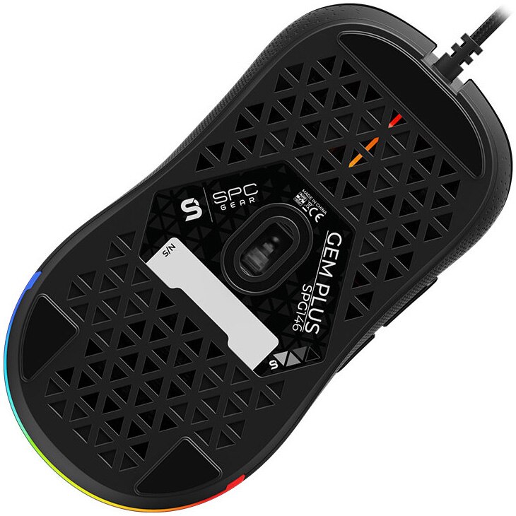 Mouse SPC Gear GEM Plus, Iluminare RGB, Senzor PixArt PMW3370, Negru ...