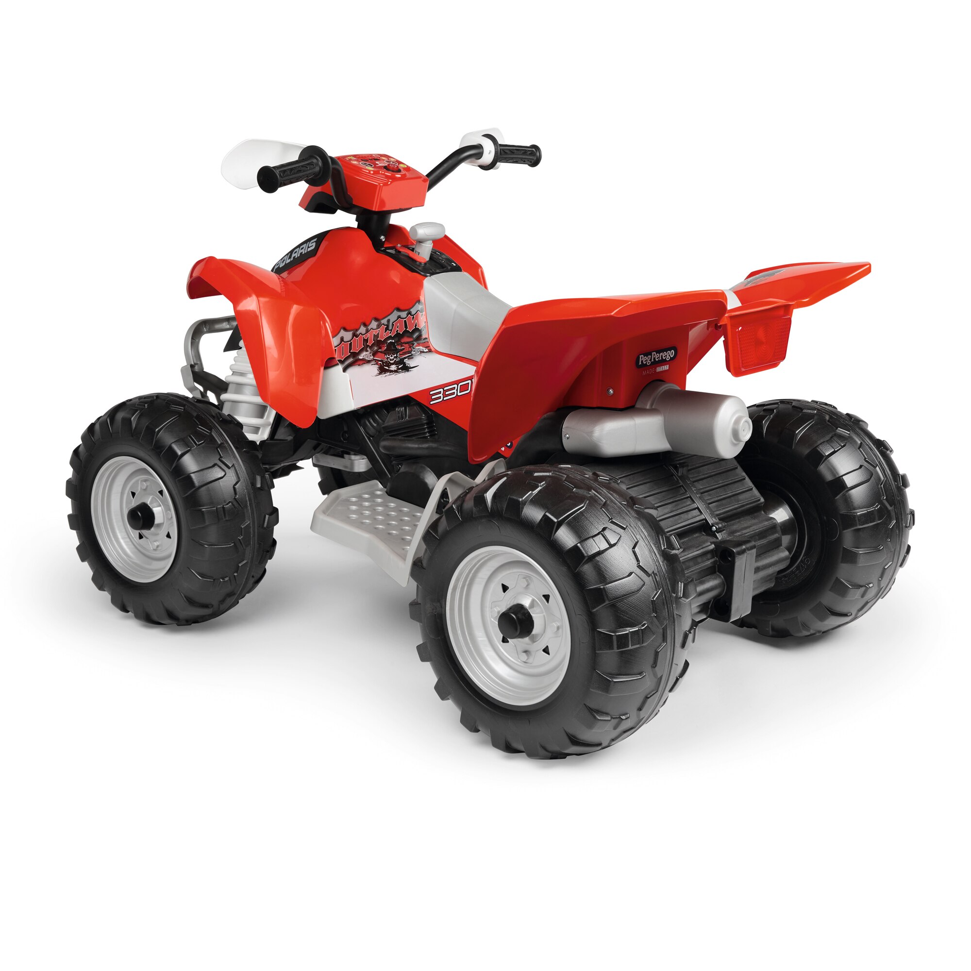 ATV Peg Perego, Polaris Outlaw, 330 W, 12V, 3 ani+, Negru / Rosu - eMAG.ro