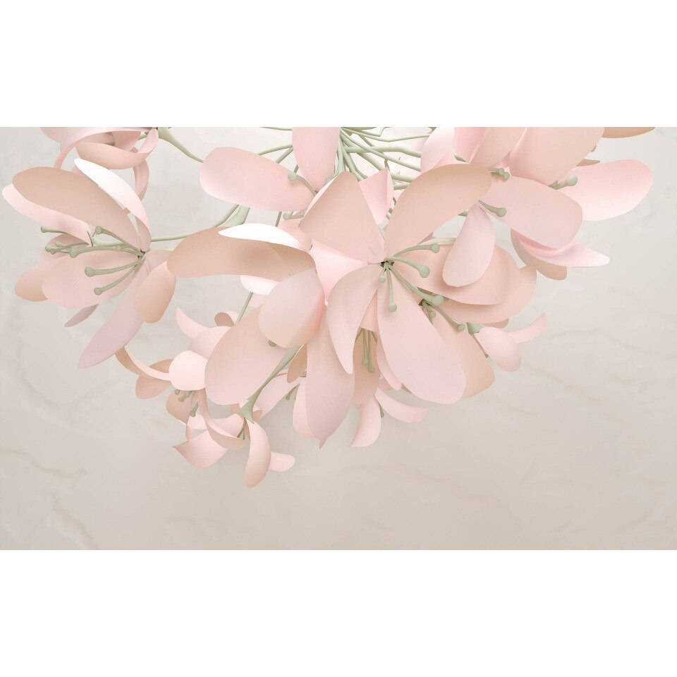 Fototapet, Flori roz pe un fundal alb, 150 cm x 100 cm - eMAG.ro