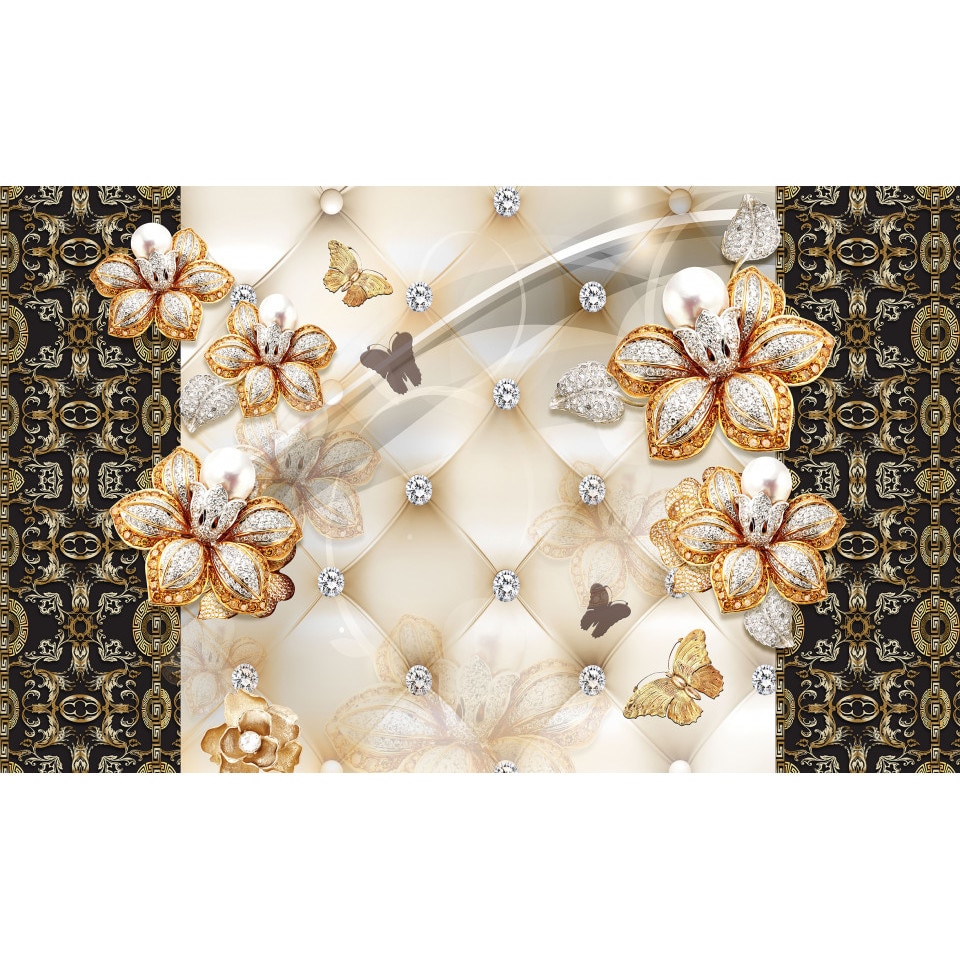 Fototapet, O brosa aurie pe un fundal maro, 150 cm x 100 cm - eMAG.ro