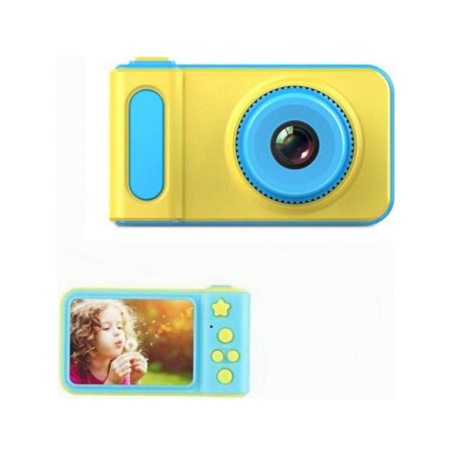 Mini camera pentru copii, incacarcare USB, microSD, galben/albastra JRH ...