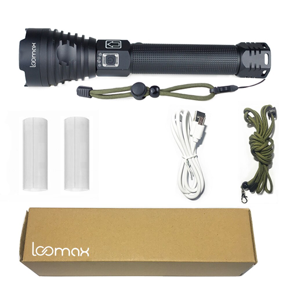 Фенер Loomax, Водоустойчив, LED, С батерия, USB зареждане, 6000 lm ...