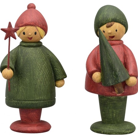 Set Doi copii colindatori, verde, rosu, 14 cm - eMAG.ro