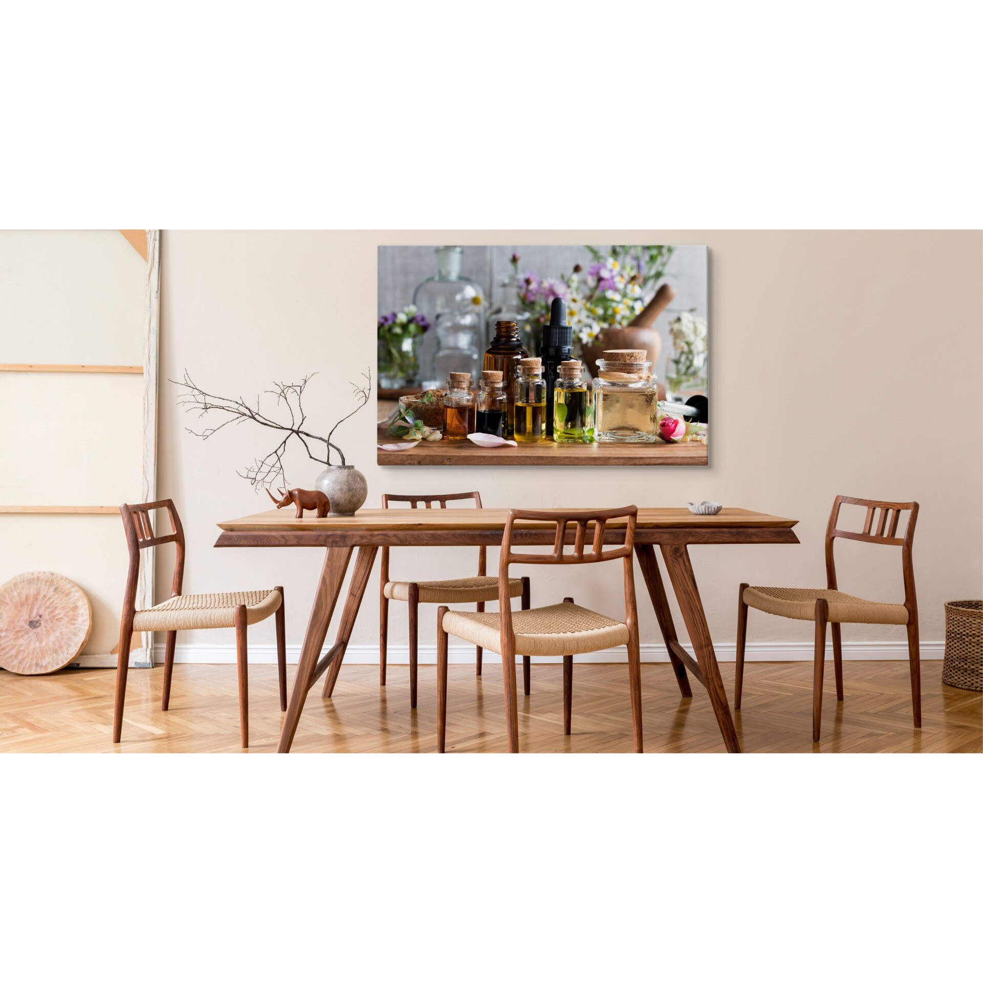 Tablou pentru sufragerie uleiuri condimente colorate 100cm x 70cm Flori ...