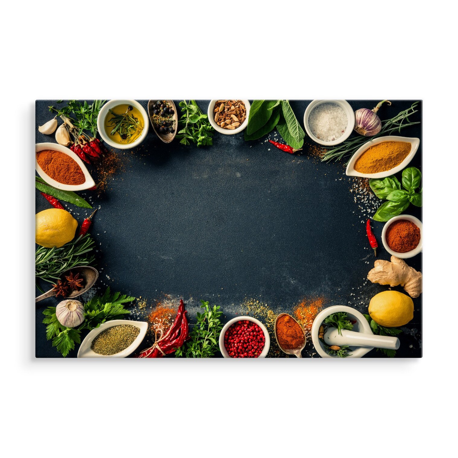 Tablou pentru bucatarie condimente legume COLORATE 70cm x 50cm Canvas ...