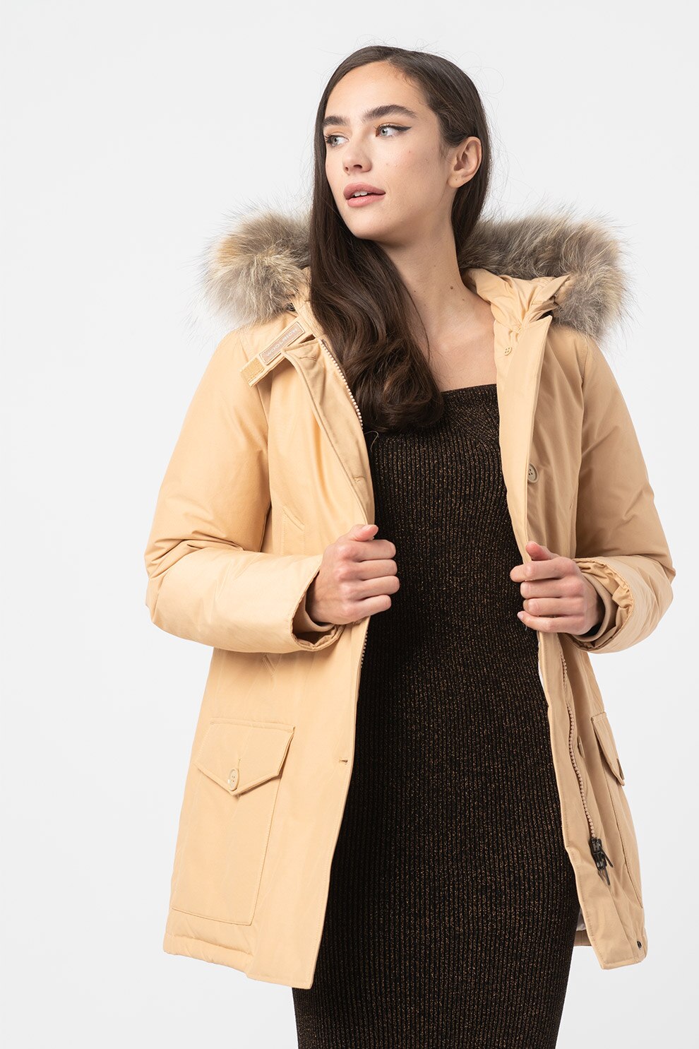 Woolrich, Geaca cu umplutura de puf si garnitura detasabila de blana de ...