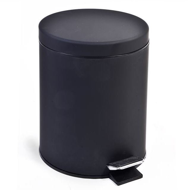 Cos gunoi, cu pedala, Modern, Metal, Negru Mat, 6L, 20x27 cm - eMAG.ro