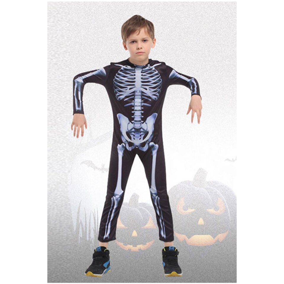 Costum de Halloween pentru copii - Schelet, Negru, marimea S - eMAG.ro