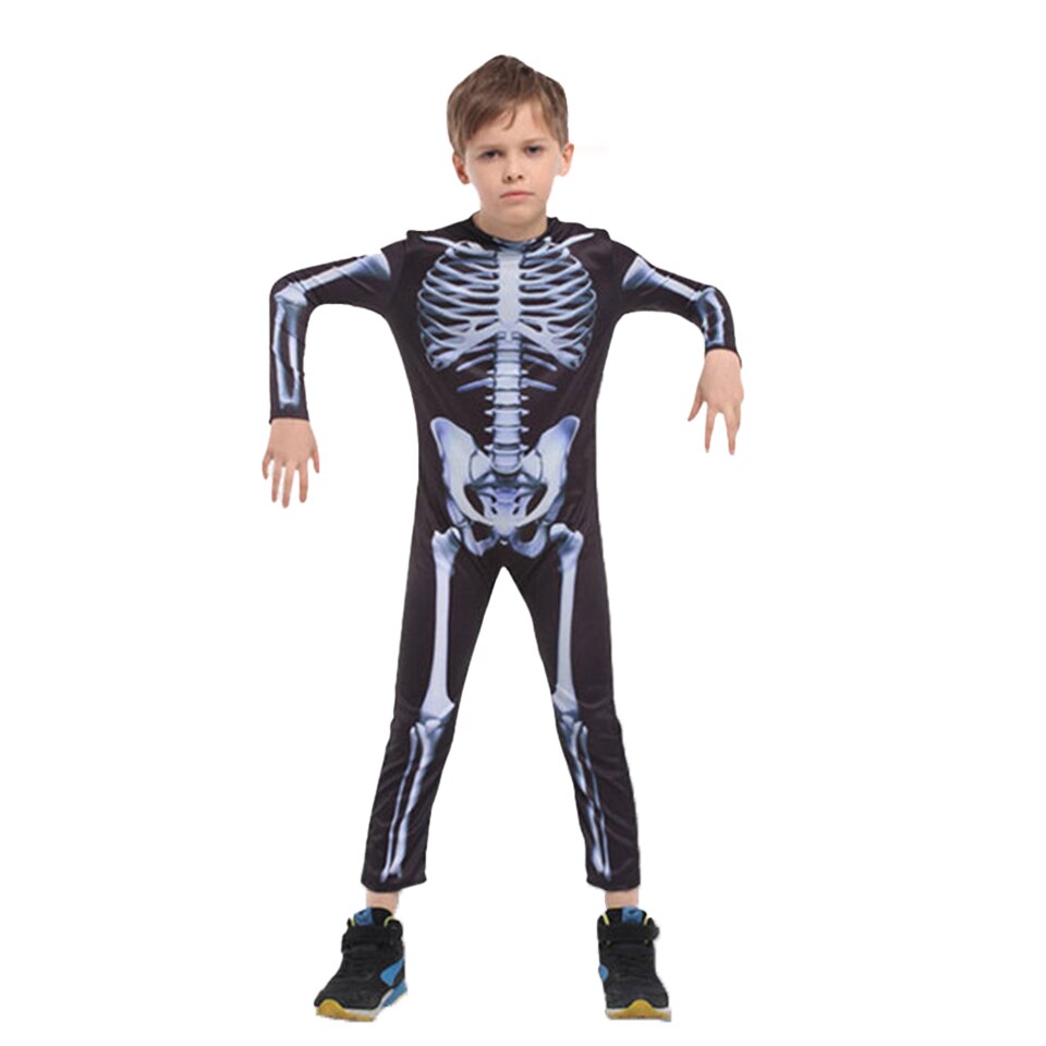 Costum de Halloween pentru copii - Schelet, Negru, marimea S - eMAG.ro