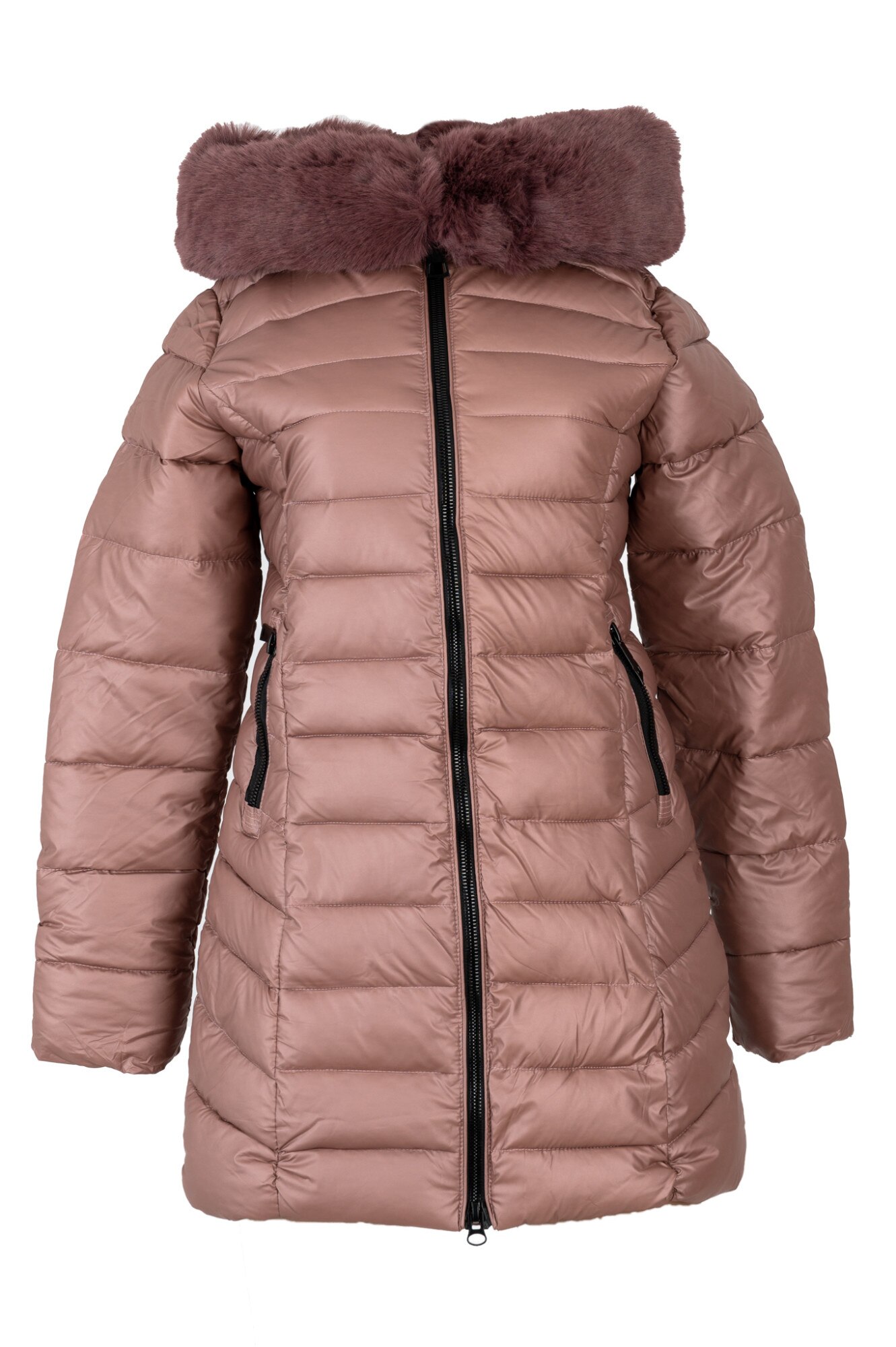 Geaca lunga cu gluga, 2176, Roz, L - eMAG.ro