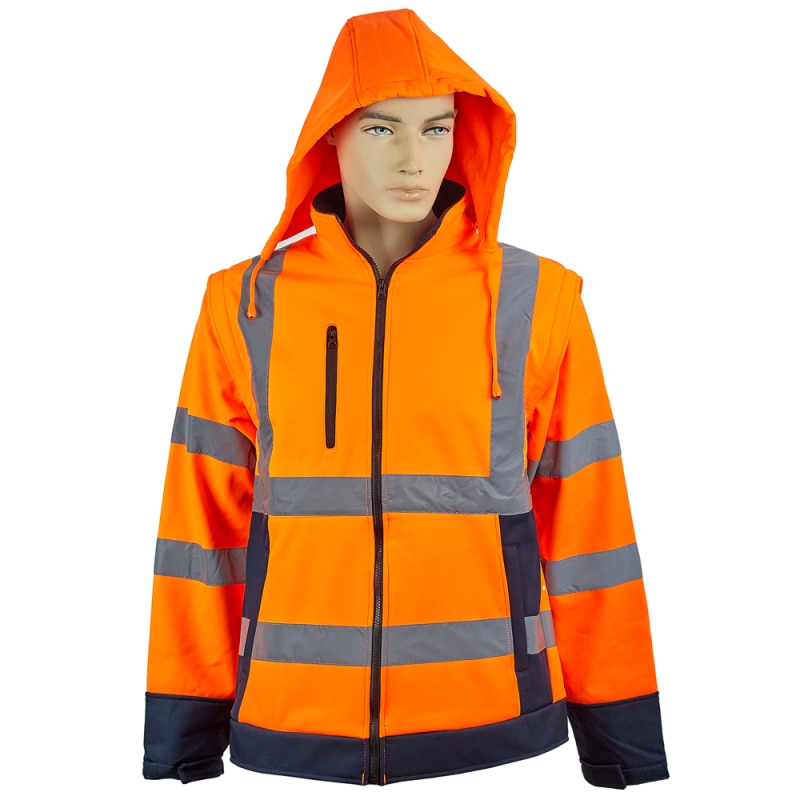 Jacheta SOFTSHELL reflectorizanta CROSSROAD 2 in 1 portocalie marimea ...
