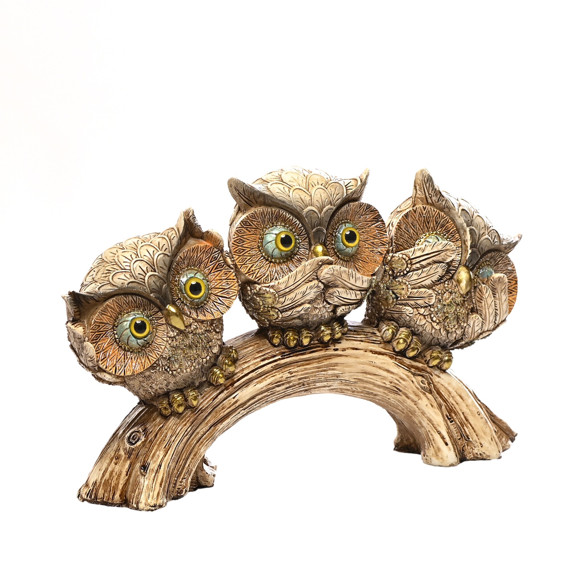 Statueta bufnitele pe creanga, realizata din rasina, 22.5 cm - eMAG.ro