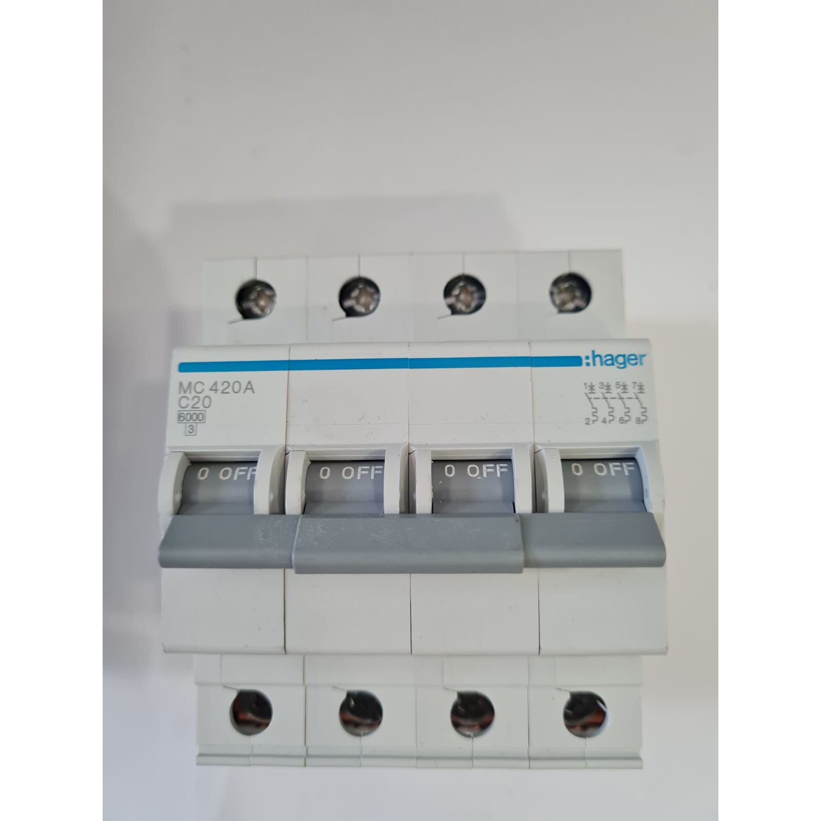 Siguranta Automata, Hager, 20A, 4P, 6KA, Curba C, MC420A - eMAG.ro