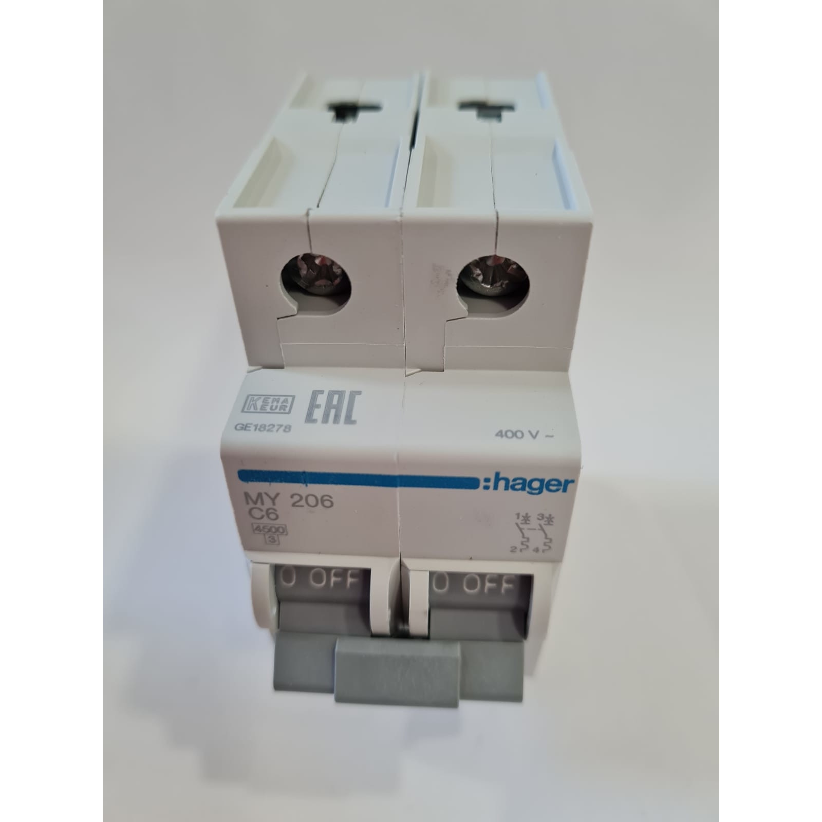 Siguranta Automata, Hager, 6A, 2P, 4.5KA, Curba C, MY206 - eMAG.ro