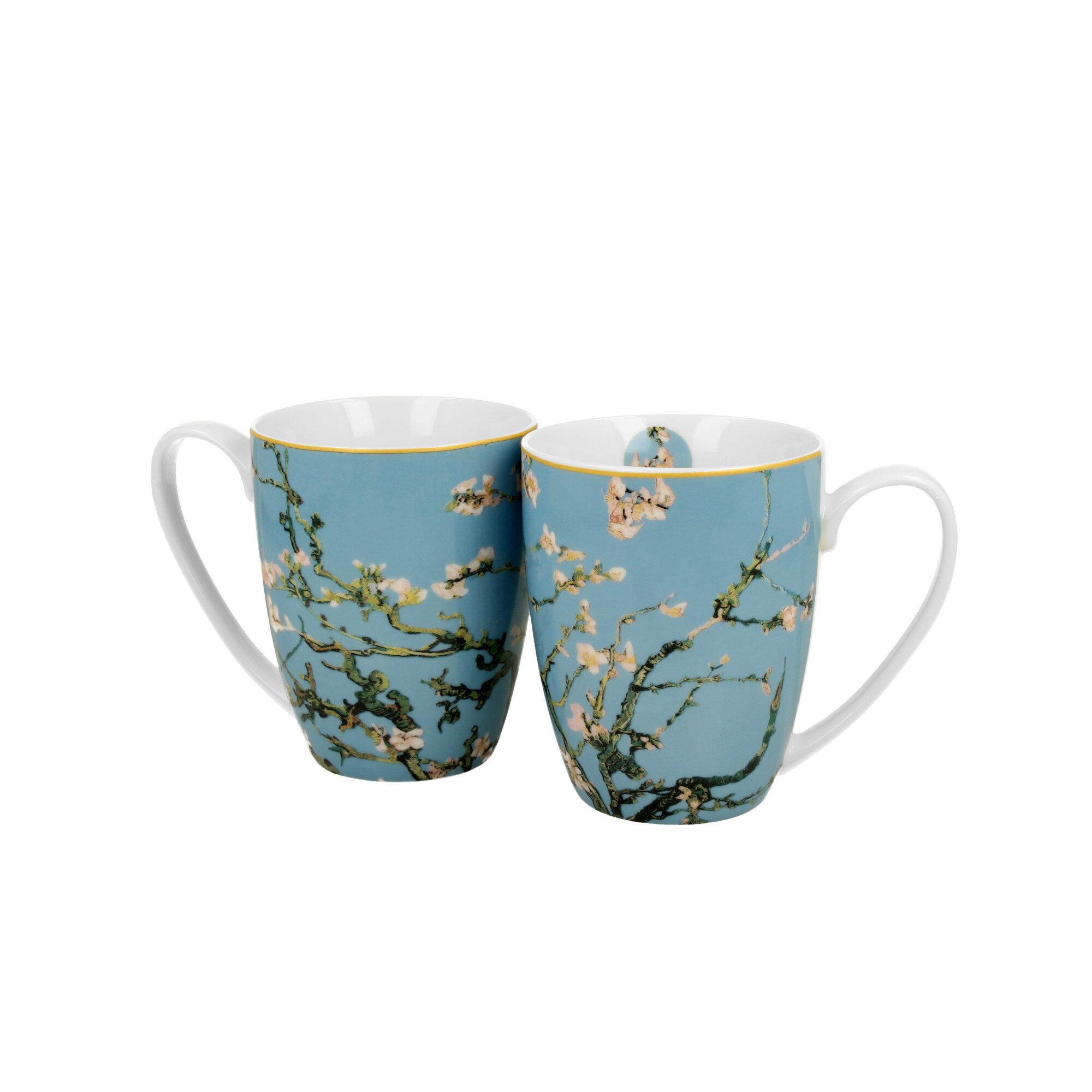 Set 2 cani din portelan, Flori de Migdal, Van Gogh, 380 ml - eMAG.ro