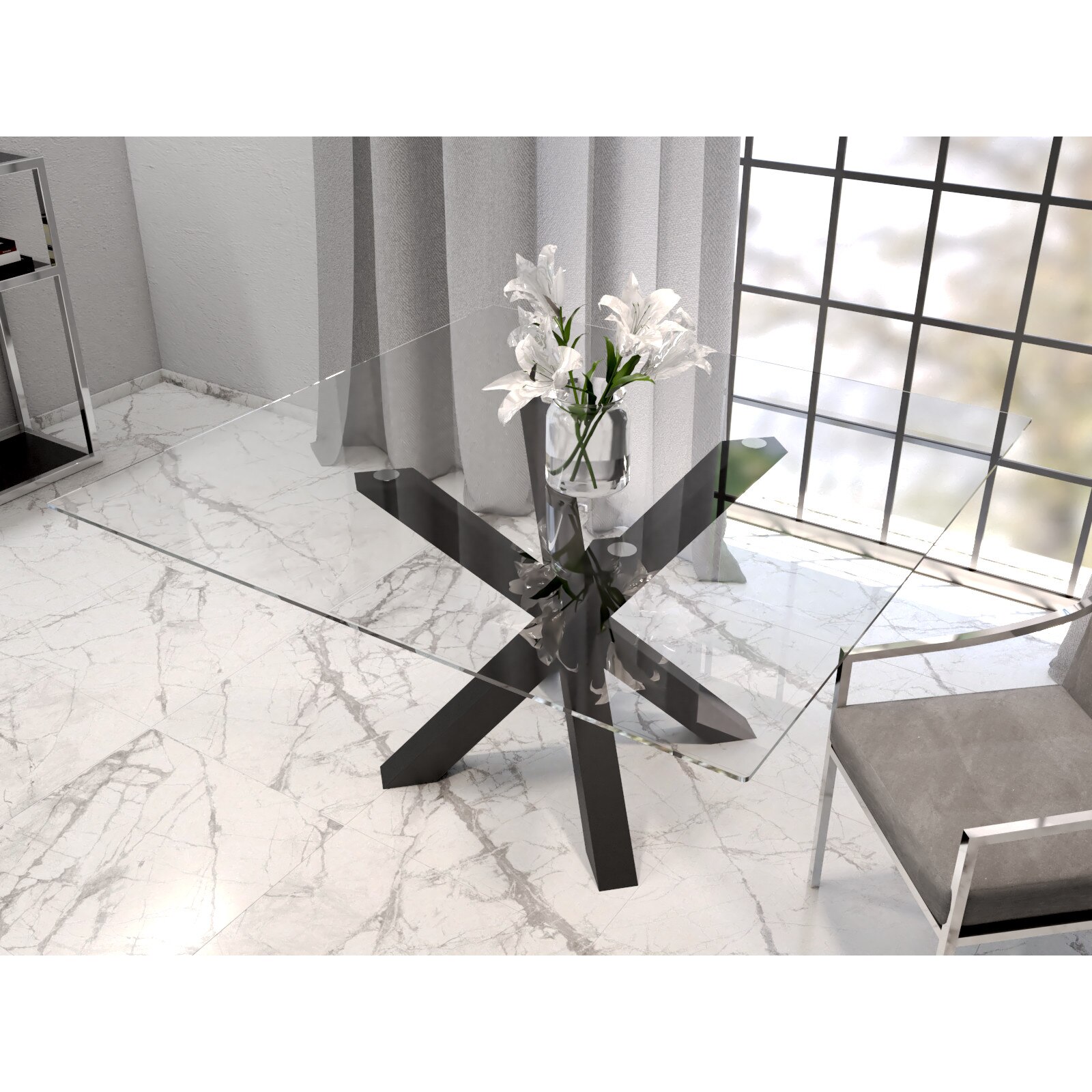 Picior metalic masa sticla Spider S,Alb, 70x70x72 cm - eMAG.ro