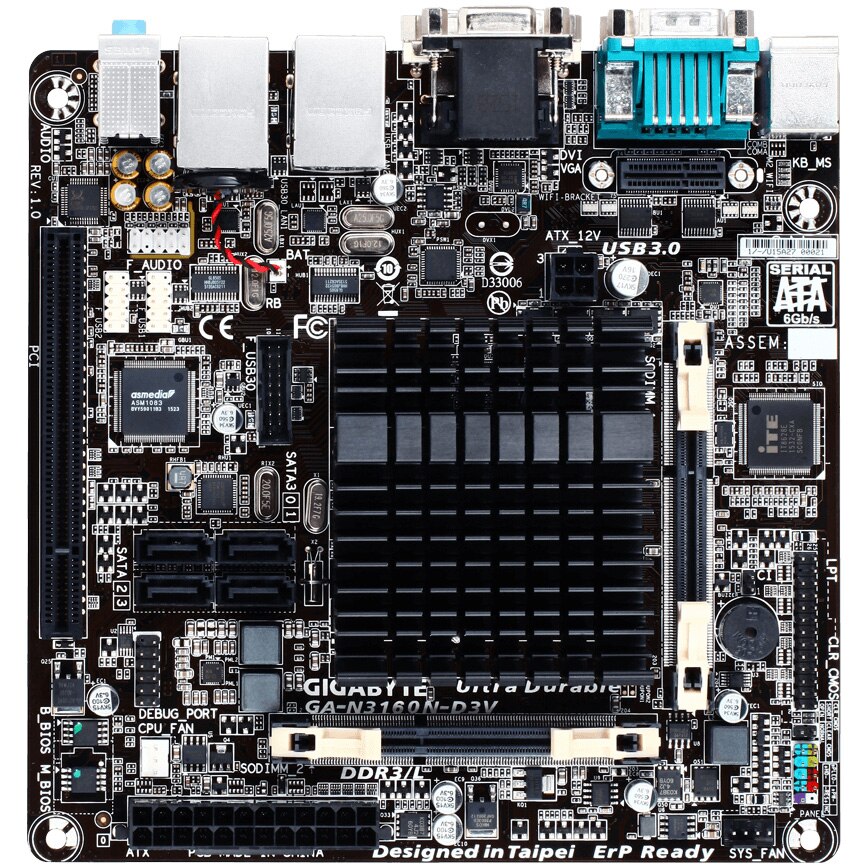 Placa de baza Gigabyte GA-N3160N-D3V, Built-in Intel® Celeron™ N3160 ...