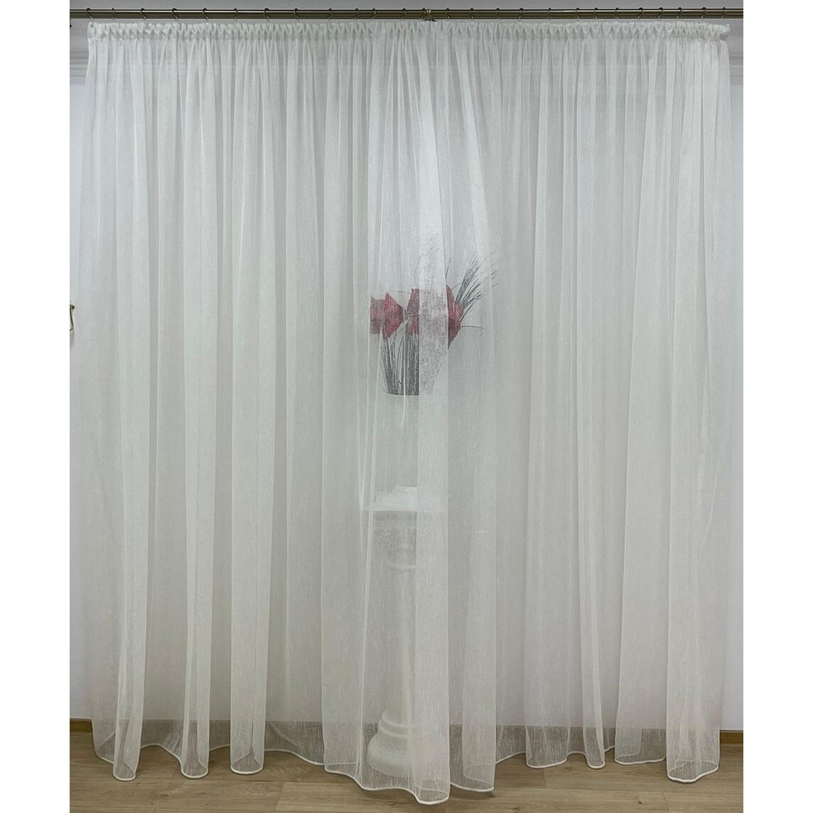 Perdea brodata, culoare alba, Borangique Liz Line, 300X245cm cu rejansa ...