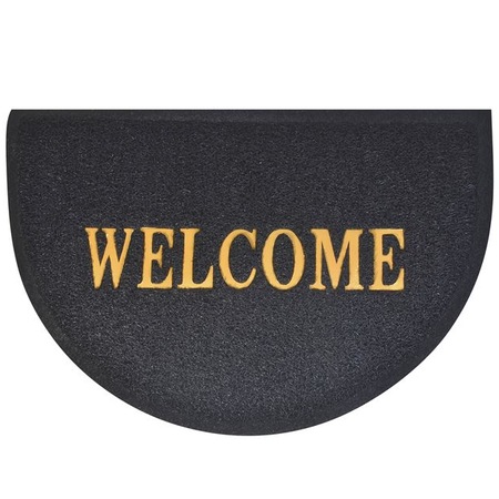 Covor de intrare in forma de semicerc, Welcome, Negru / Auriu, 60 x 40 ...