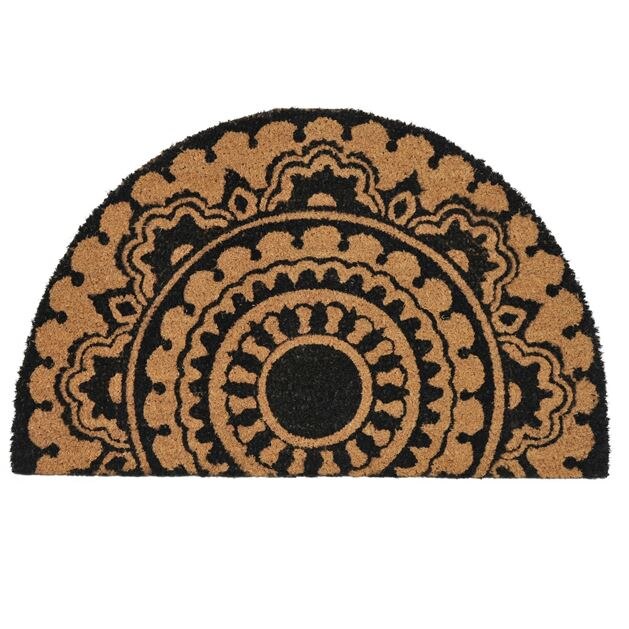 Covor pentru usa in forma de semicerc cu model, Negru / Maro, 70 x 45 ...