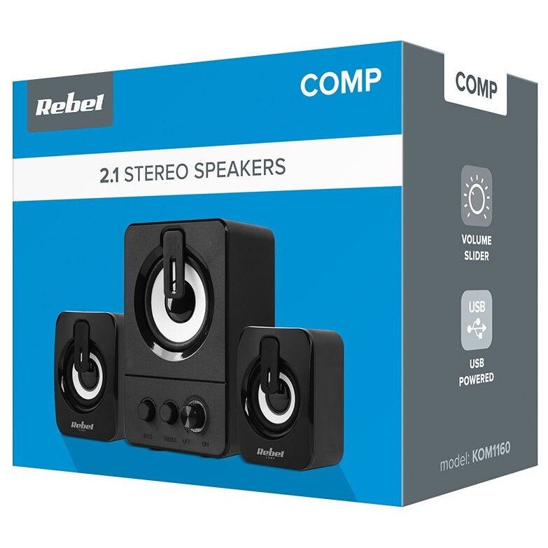 Boxe computer 2.1 Rebel CS-50, 5 W (subwoofer) 2 x 3 W (difuzoare ...