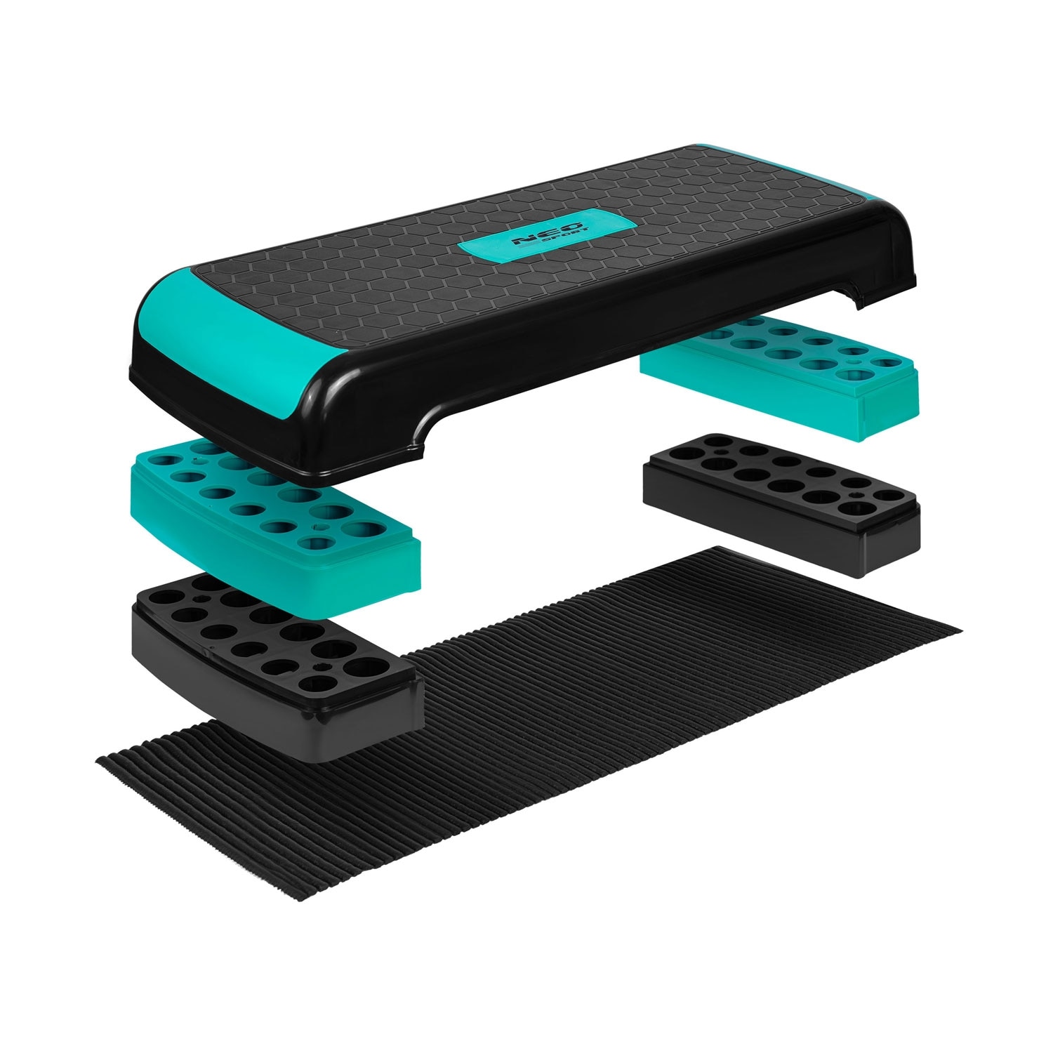 NEOSPORT NS-402 Step Up Basic aerobic step pad 3 magassággal, türkiz ...