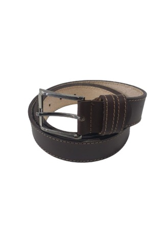 Curea de barbati piele naturala, maro, cusatura simpla M3, latime 3.5 ...