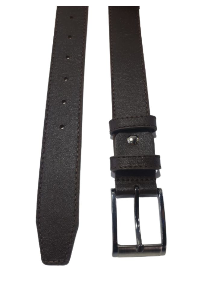 Curea de barbati piele naturala, maro inchis, cusatura simpla M5 ...