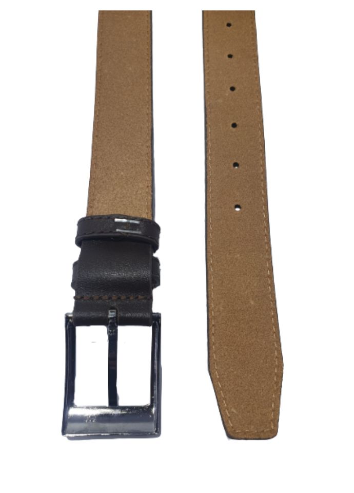 Curea de barbati piele naturala, maro inchis, cusatura simpla M6 ...