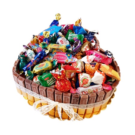 Tort Merci in forma de inima, bomboane Bucuria - eMAG.ro