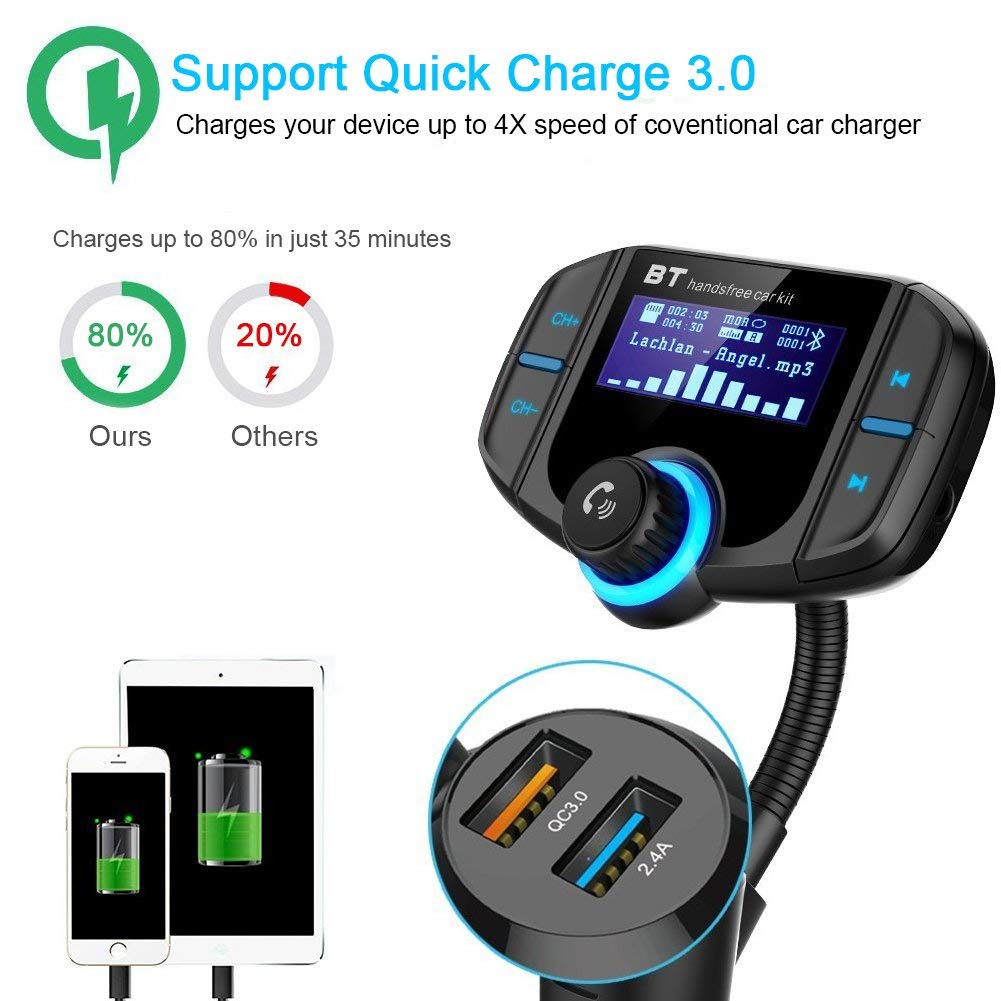 Bluetooth autós FM modulátor, BT70, kihangosító, autós készlet ...