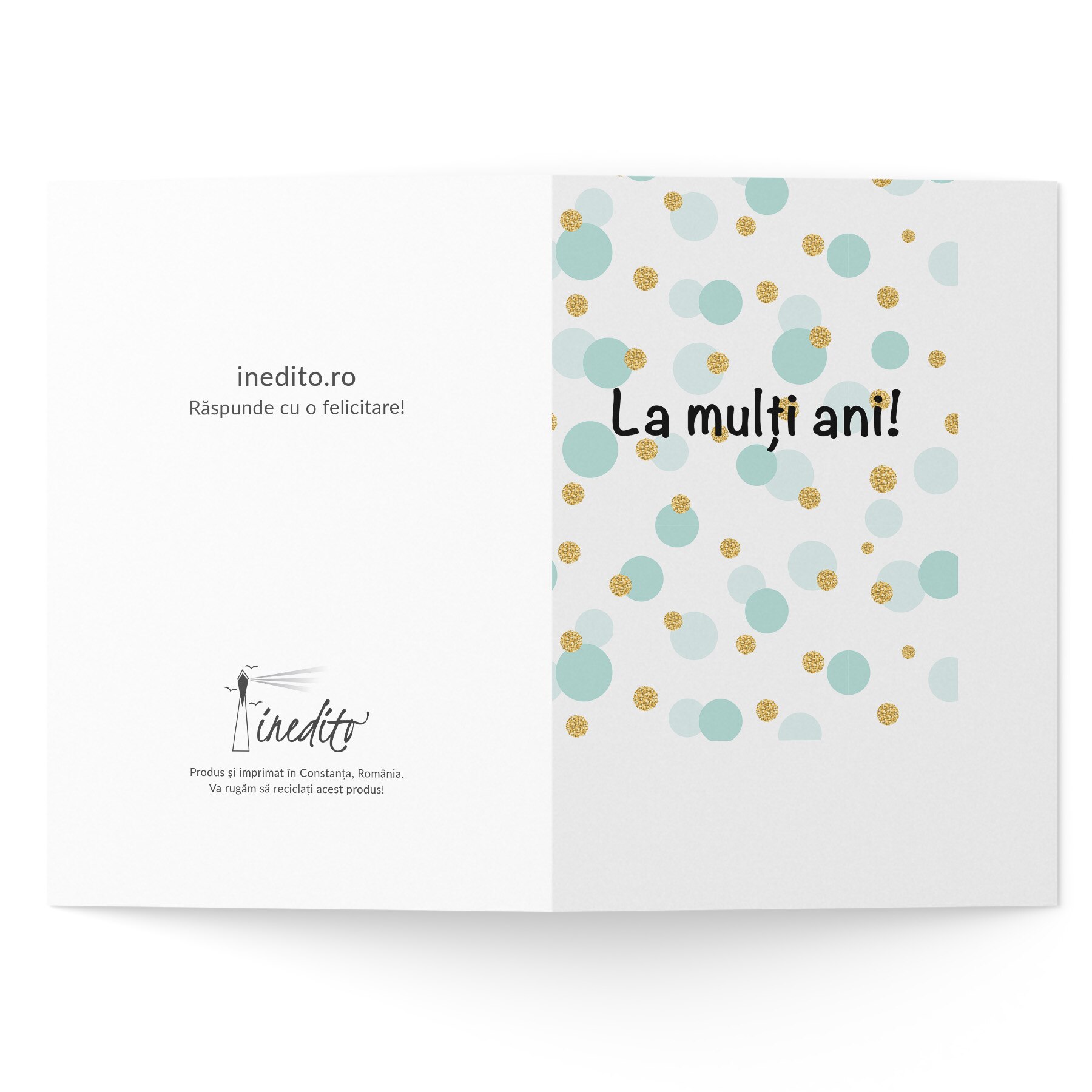 Felicitare 100% reciclata cu plic, hartie texturata premium - buline ...